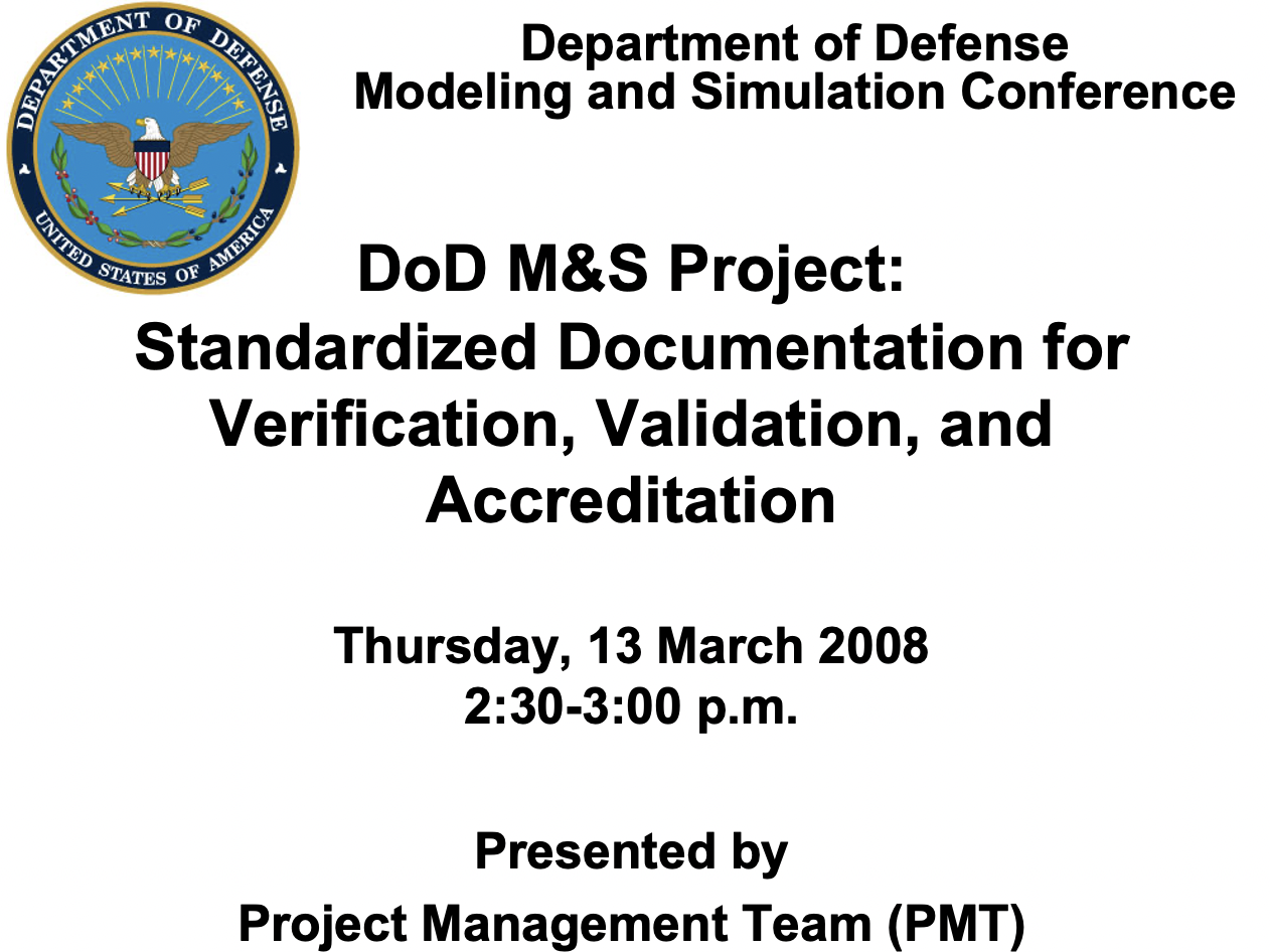 Standardized Documentation for Verification, Validation, and Accreditation | SE Goldmine